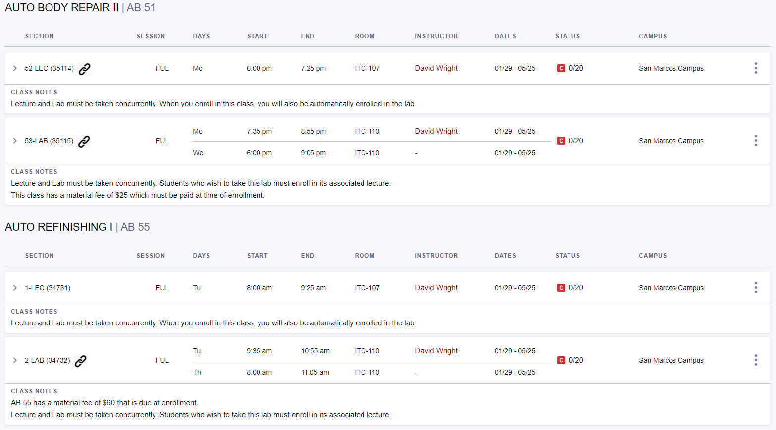 Spring 2024 Courses – Auto Body Technology