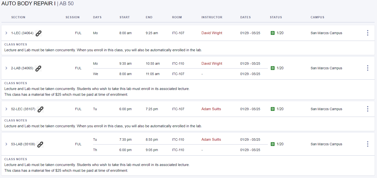 Spring 2024 Courses – Auto Body Technology