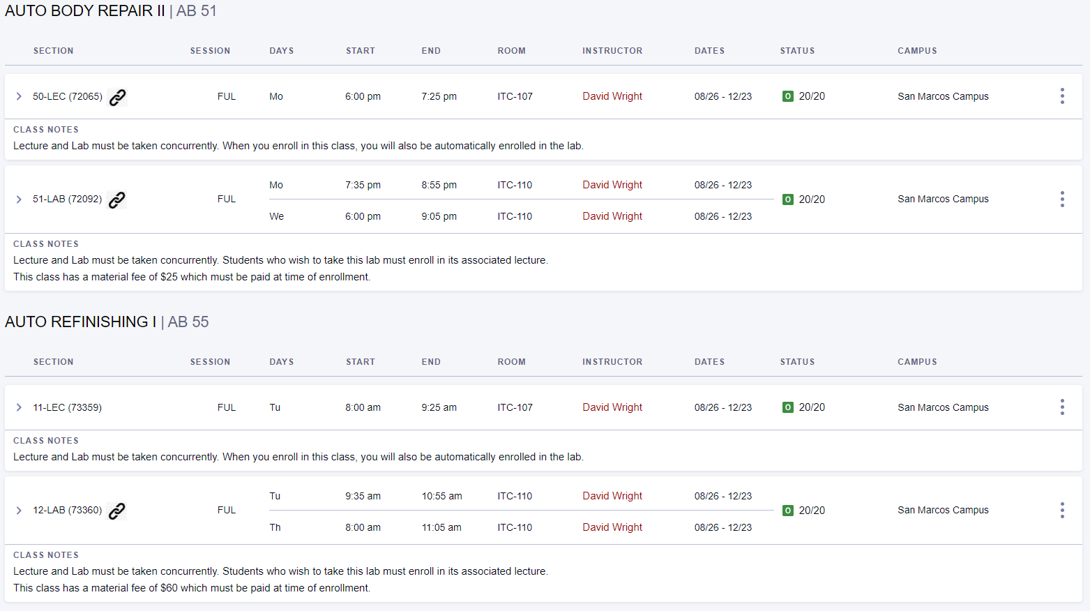 Fall 2024 Courses – Auto Body Technology