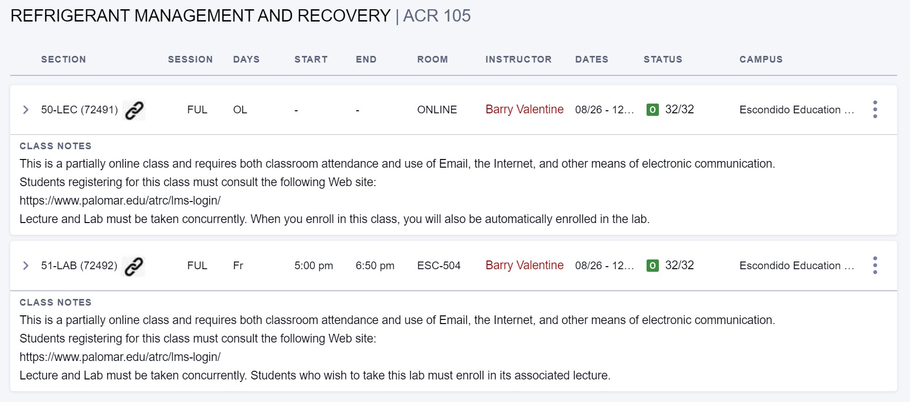 ACR Fall 2024 Courses – Air Conditioning, Heating and Refrigeration Program