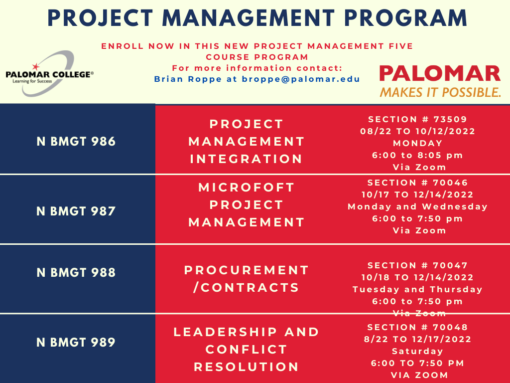 Project Management Program - Business Administration Department