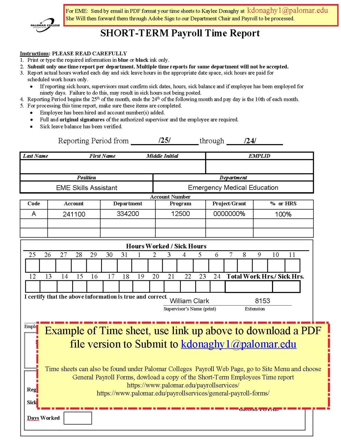 EME Department Payroll Time Sheets Information – Emergency Medical ...