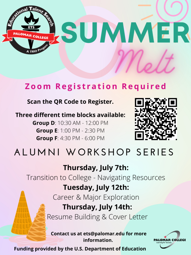 Summer Melt Workshops – Graduated Seniors – Class of 2022 – Educational Talent Search (ETS)