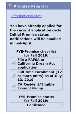 Updates – Year 1 Cohort – Palomar Promise