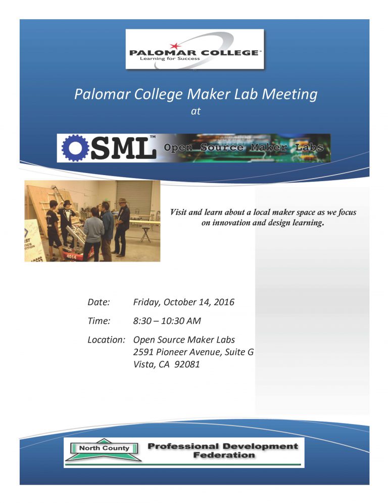 Open Source Maker Lab – Palomar College Professional Development