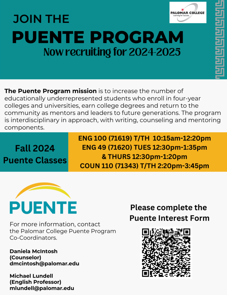 Join the Puente Program – The Puente Project at Palomar College