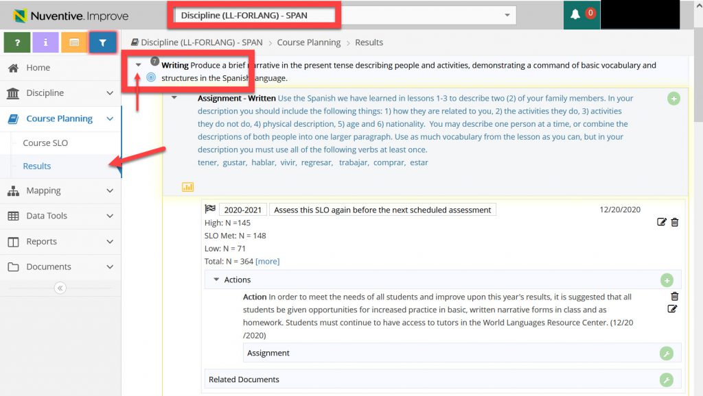 Nuventive Improve – Student Learning Outcomes