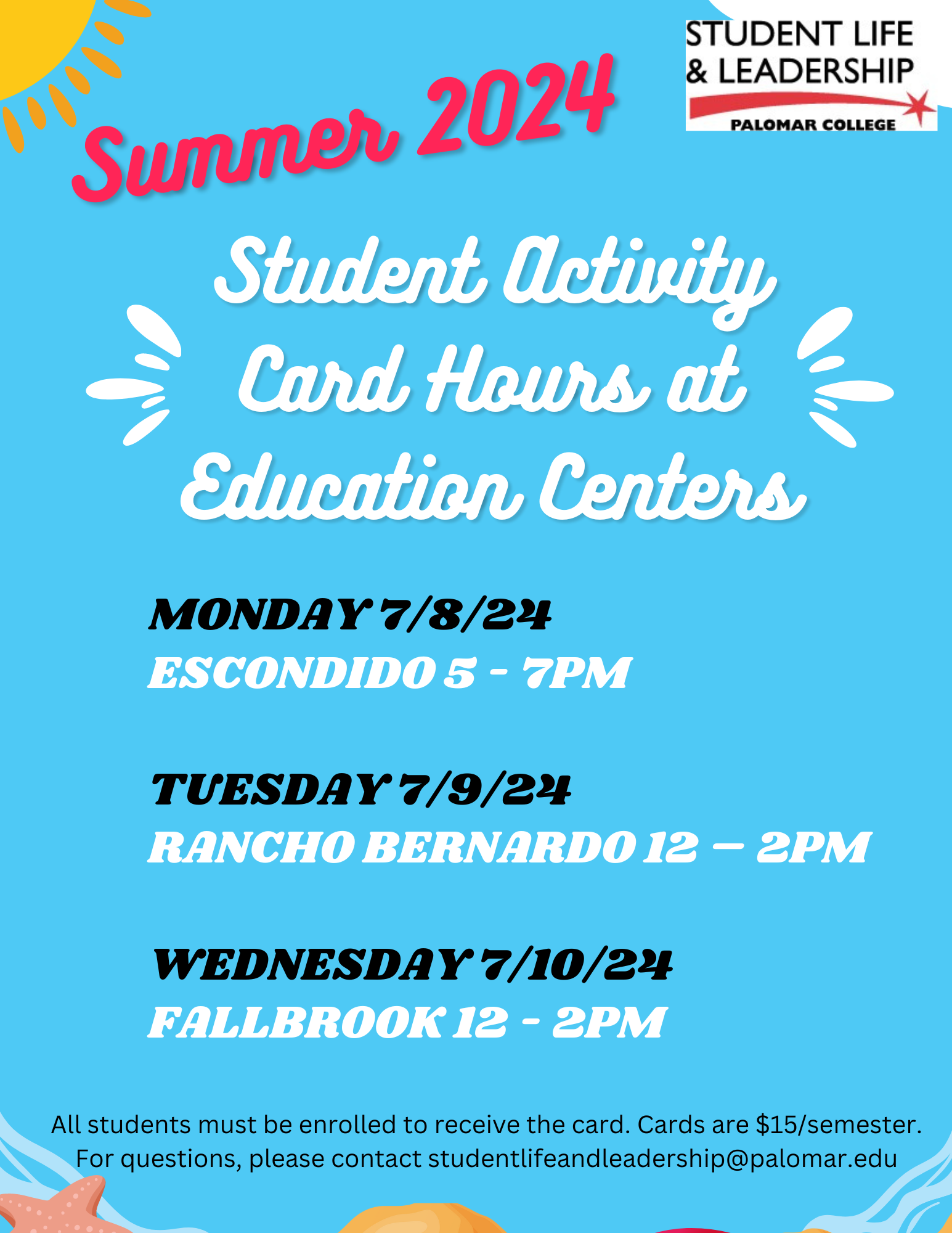 Student Activity Card – Palomar College Office of Student Life & Leadership