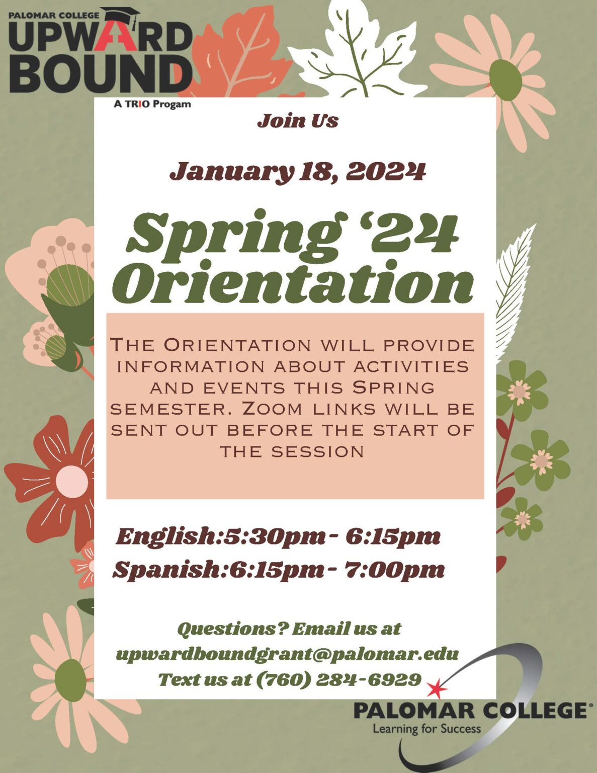 Spring 2024 Orientation | Orientacion de Primavera 2024 – TRIO Upward Bound