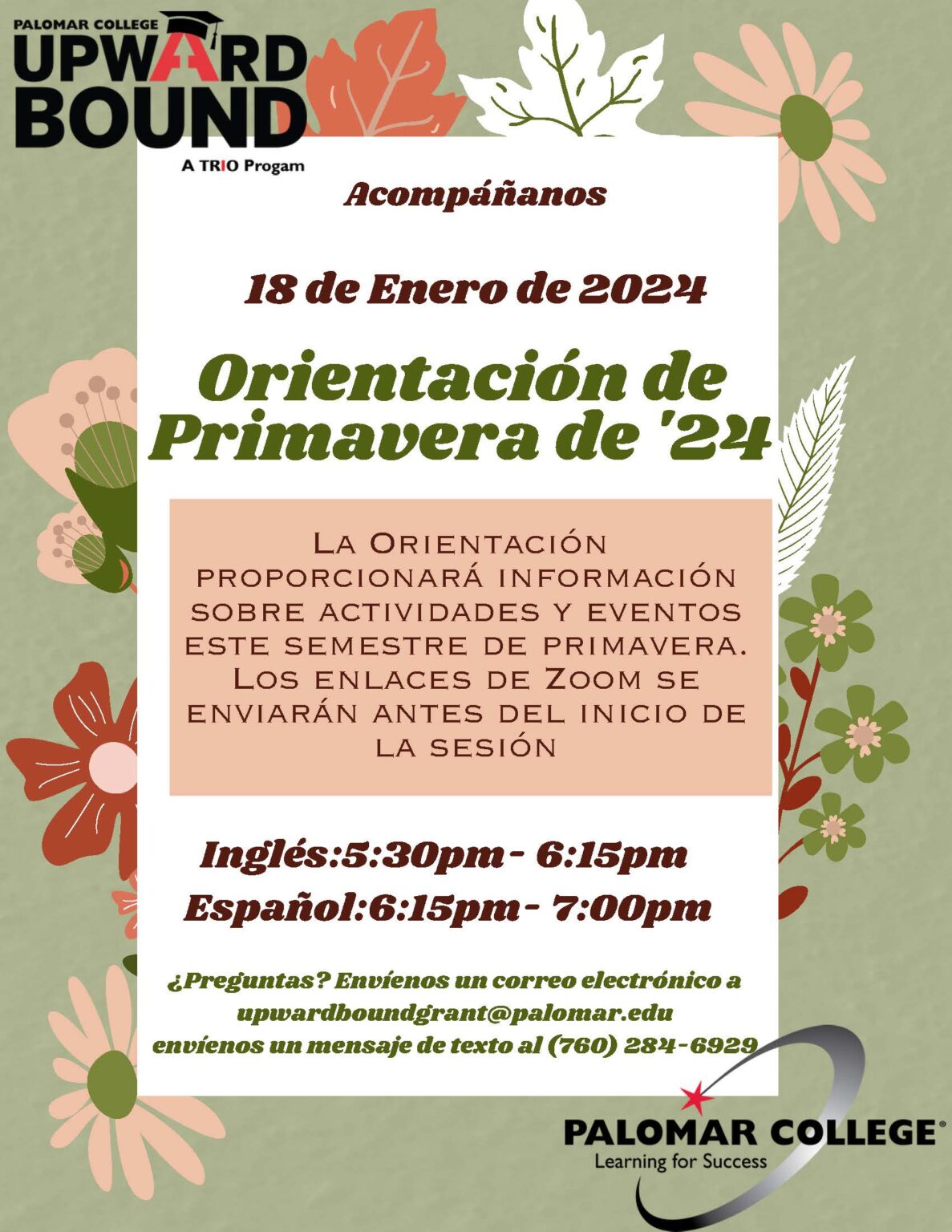 Spring 2024 Orientation | Orientacion de Primavera 2024 – TRIO Upward Bound